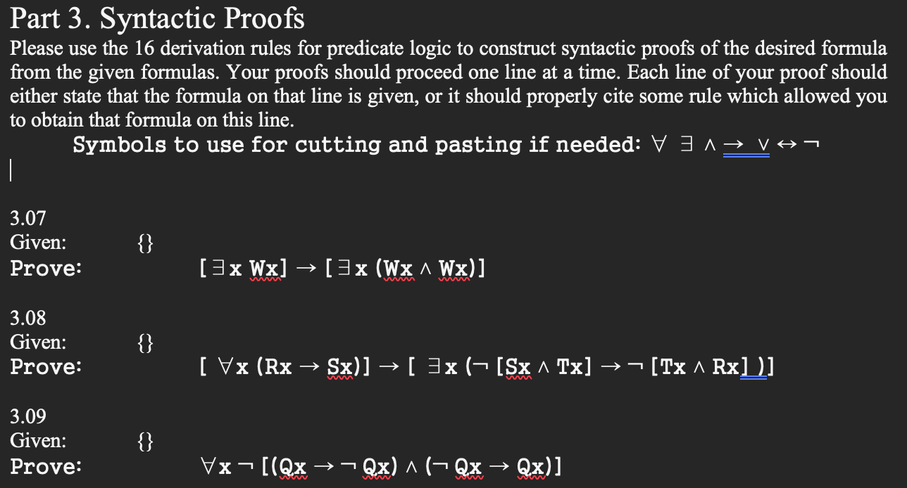 Solved Part 3. Syntactic Proofs Please use the 16 derivation | Chegg.com