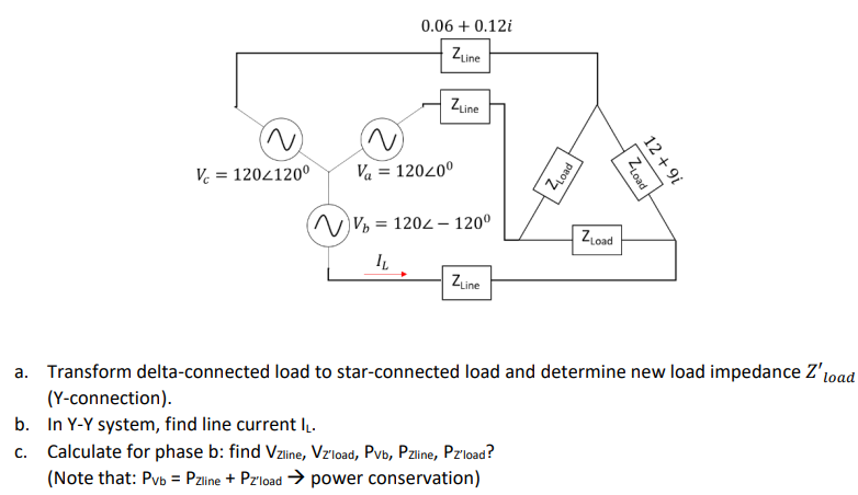 Solved a. Transform delta-connected load to star-connected | Chegg.com