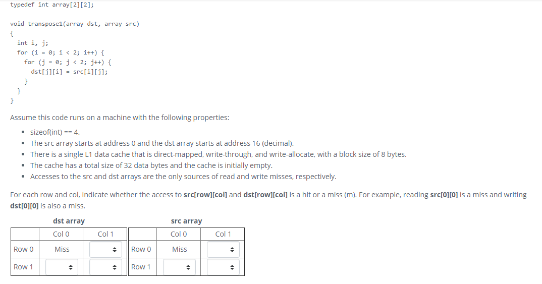 Solved Typedef Int Array 2 2 Void Transposel Array Dst 2787