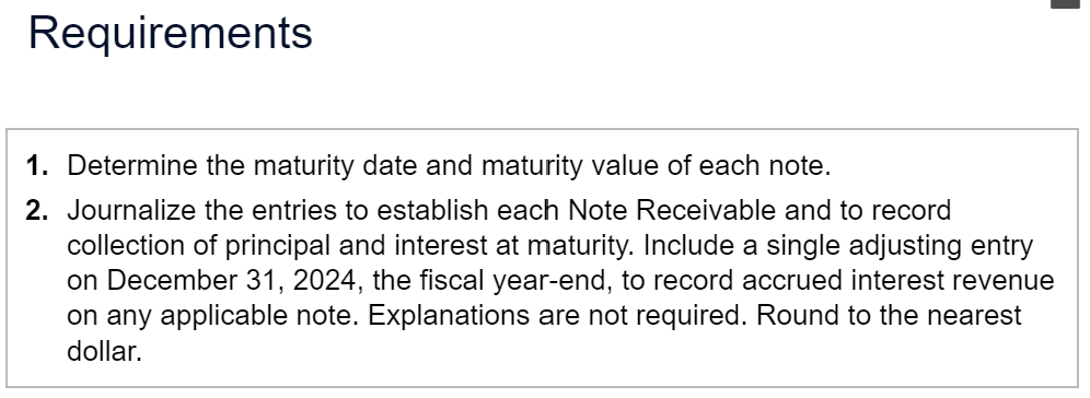 Solved Data table Requirements 1. Determine the maturity | Chegg.com