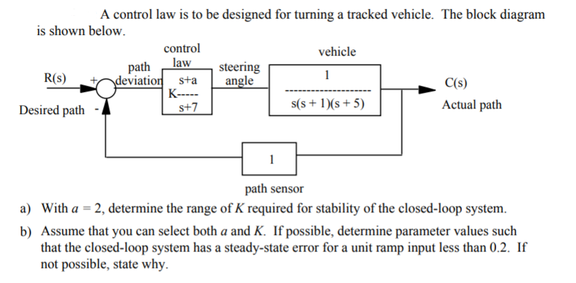 Solved A control law is to be designed for turning a tracked | Chegg.com