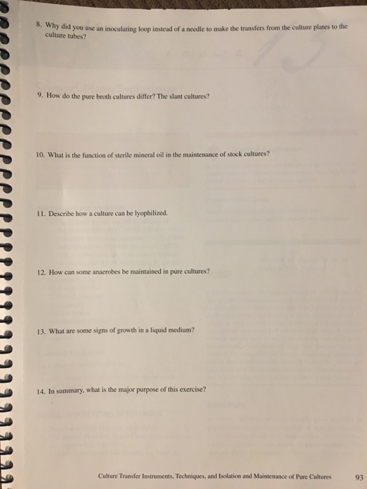 Solved 8. Why did you use an inoculating loop instead of a | Chegg.com