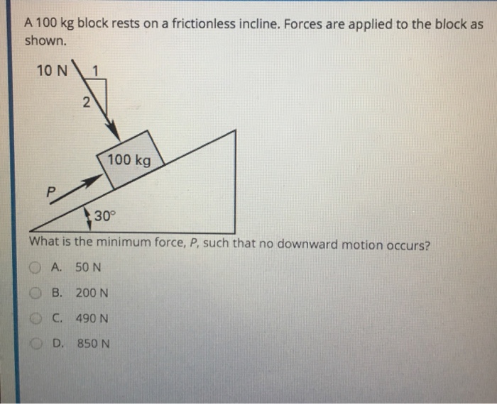 Solved A 100 kg block rests on a frictionless incline. | Chegg.com Solved A 100 kg block rests on a frictionless incline. | Chegg.com