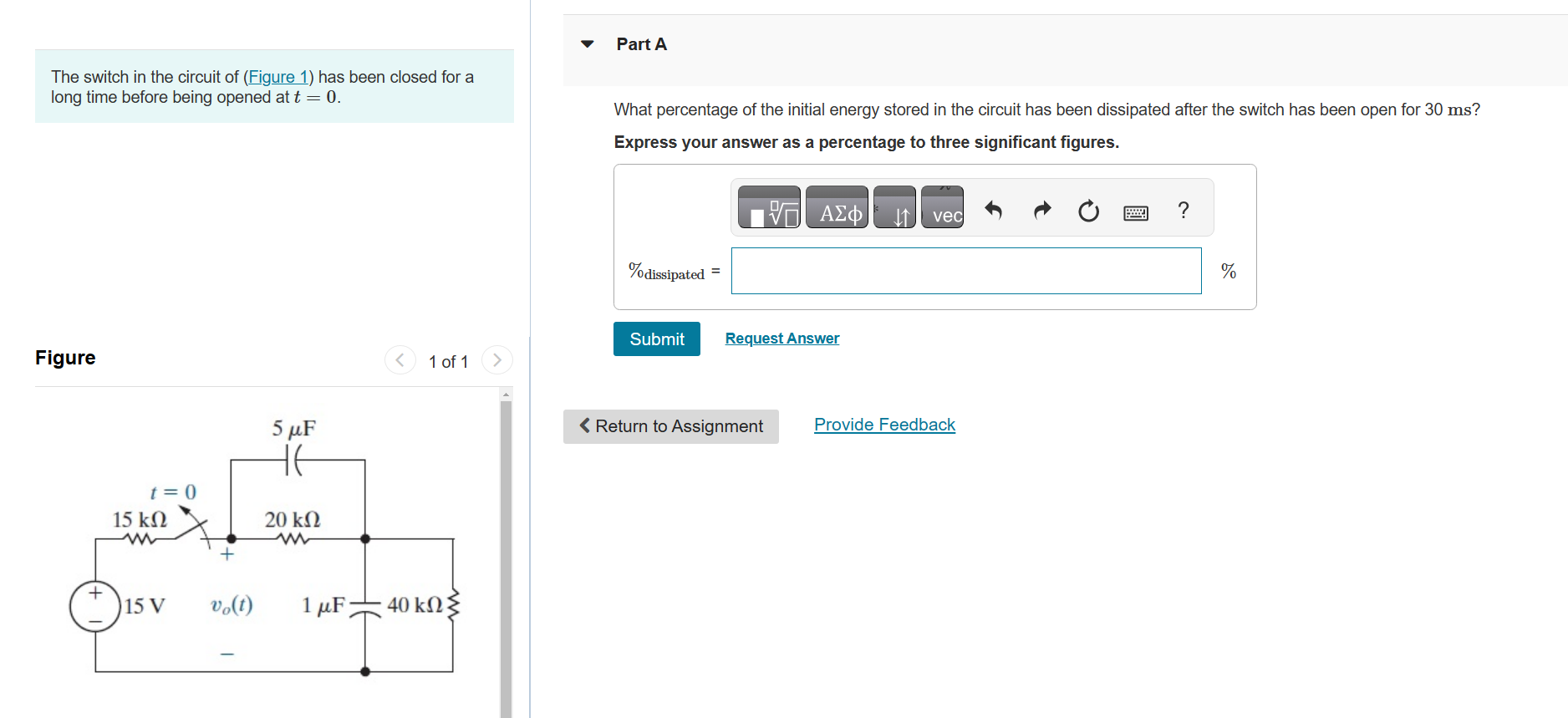 Solved The switch in the circuit of (Figure 1) has been | Chegg.com