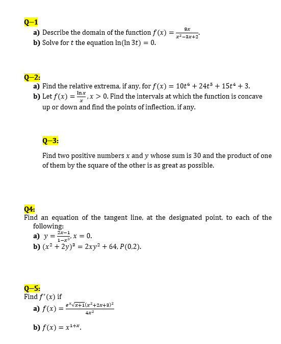 Solved Please help me to solve this STEP BY STEP Calculus | Chegg.com