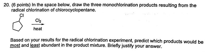 0 . ( 6 points) In the space below, draw the three | Chegg.com