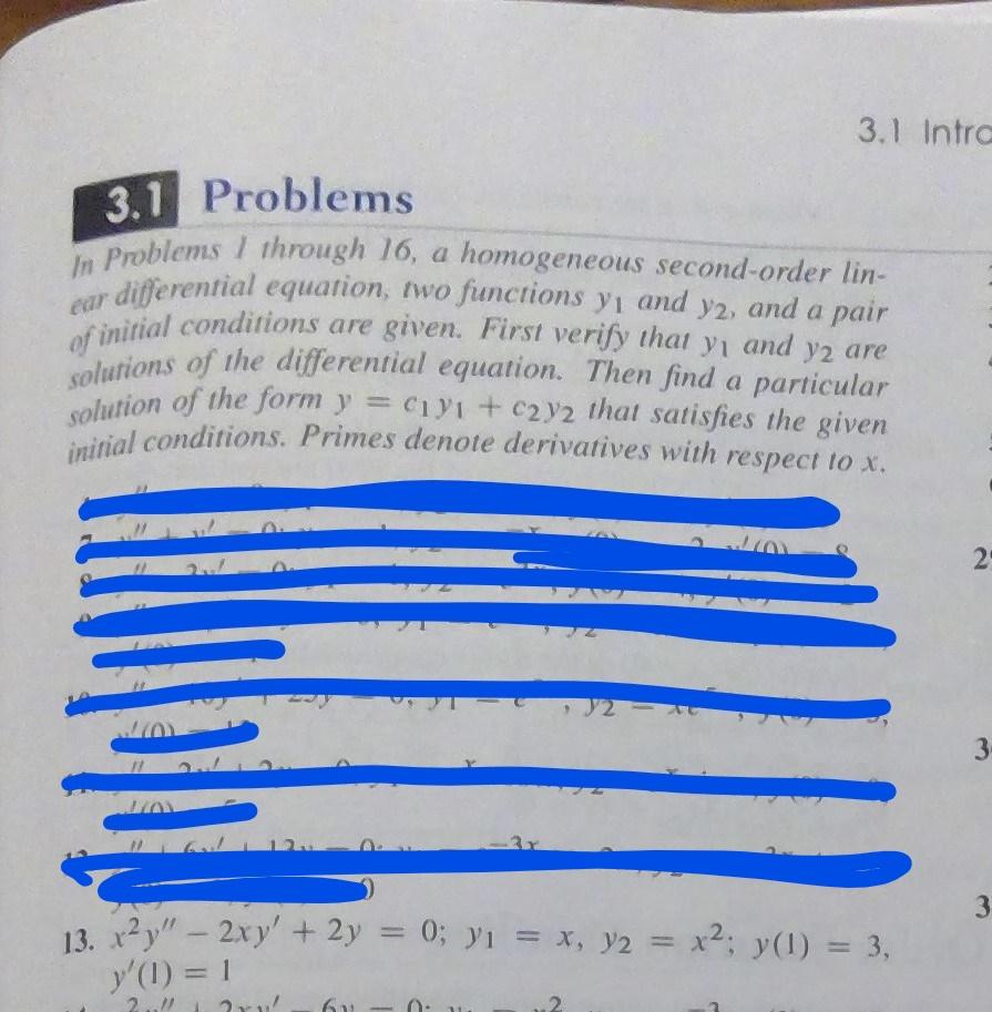 Solved 3.1 Problems In Problems I through 16, a homogeneous | Chegg.com