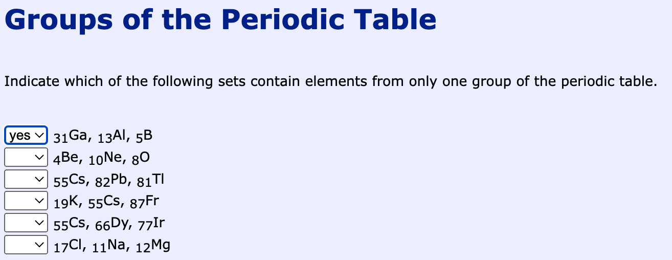 Solved Groups of the Periodic Table Indicate which of the | Chegg.com