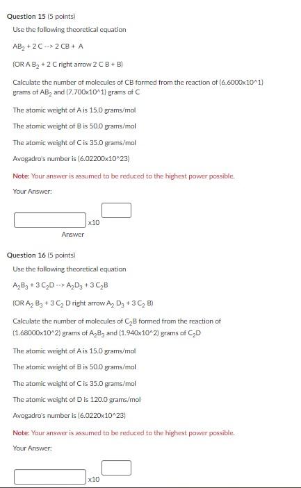 Solved Question 15 (5 points) Use the following theoretical | Chegg.com