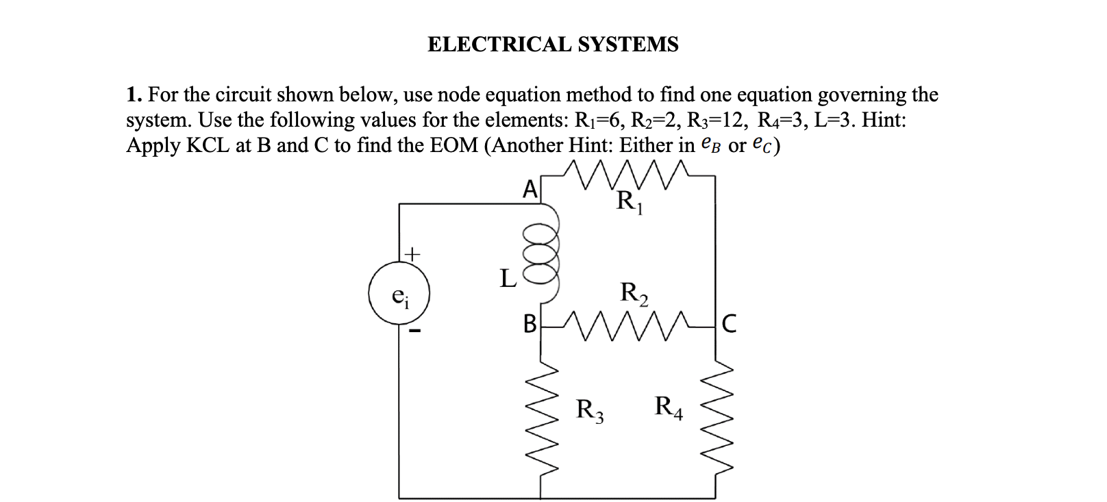 Solved 1. For the circuit shown below, use node equation | Chegg.com