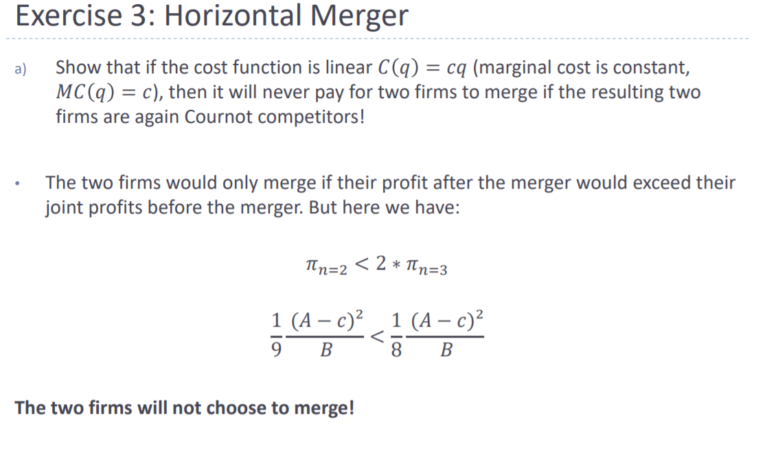 Solved Horizontal Merger 3. This following example | Chegg.com