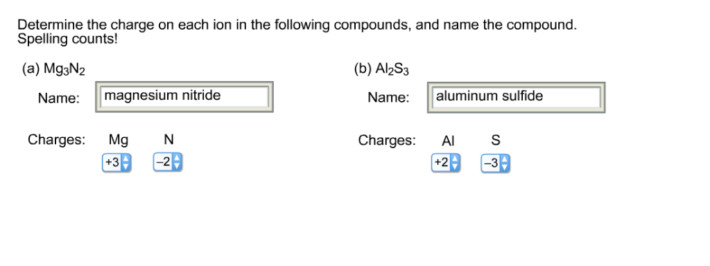 Solved Determine the charge on each ion in the following | Chegg.com