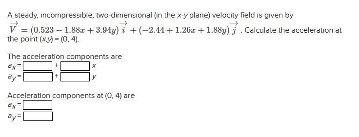 Solved A steady, incompressible, two-dimensional (in the x−y | Chegg.com