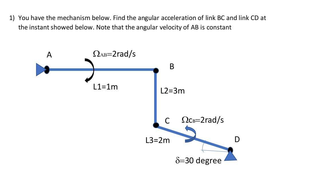 Solved 1) You have the mechanism below. Find the angular | Chegg.com