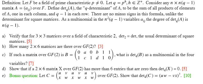 Solved Definition: Let F be a field of prime characteristic | Chegg.com