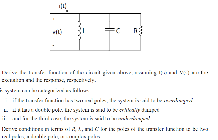 Solved Derive the transfer function of the circuit given | Chegg.com