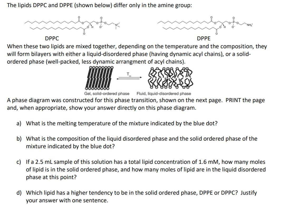 The lipids DPPC and DPPE (shown below) differ only in | Chegg.com