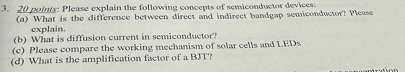 Solved 3. 20 points: Please explain the following concepts | Chegg.com