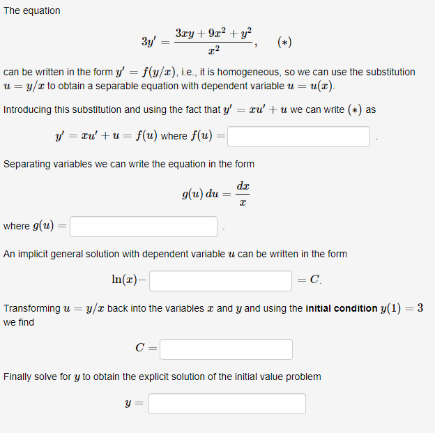 Solved The equation 3y′=x23xy+9x2+y2 can be written in the | Chegg.com