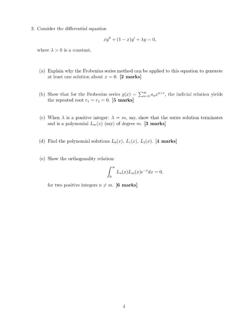 Solved 3. Consider the differential equation ry" + (1 - 2y + | Chegg.com