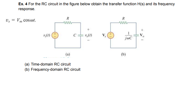 Solved Ex. 4 For the RC circuit in the figure below obtain | Chegg.com