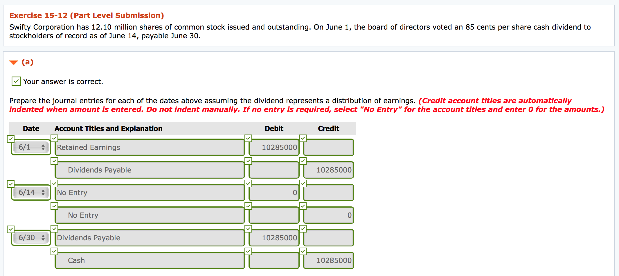 Solved Exercise 15-12 (Part Level Submission) Swifty | Chegg.com