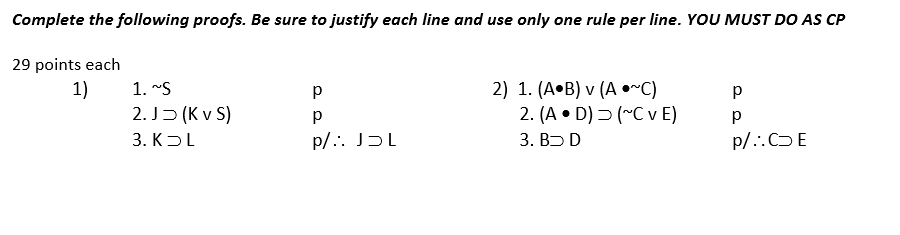 Solved Sentential/Propositional Logic Rules First 3 Valid | Chegg.com