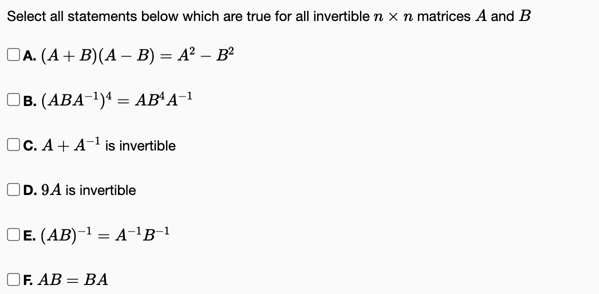 Solved Select all statements below which are true for all | Chegg.com