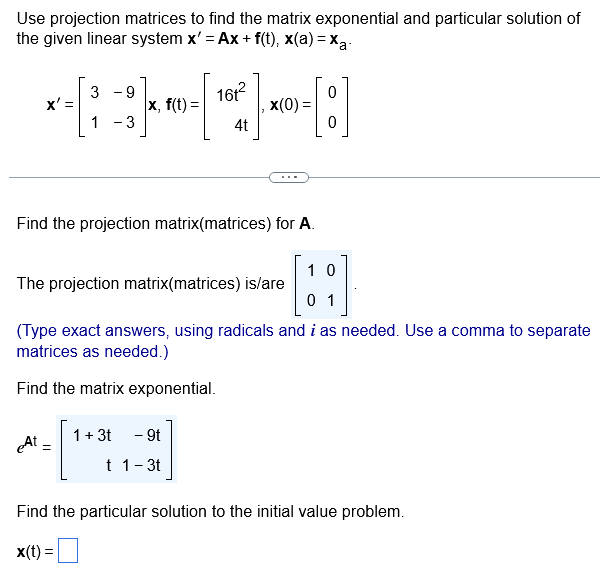 Solved Use Projection Matrices To Find The Matrix