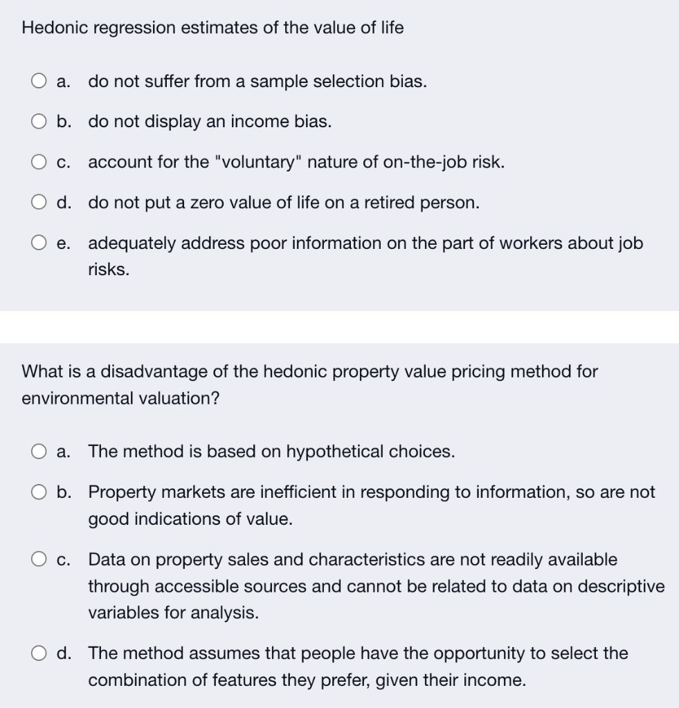 Solved Hedonic regression estimates of the value of life a. | Chegg.com