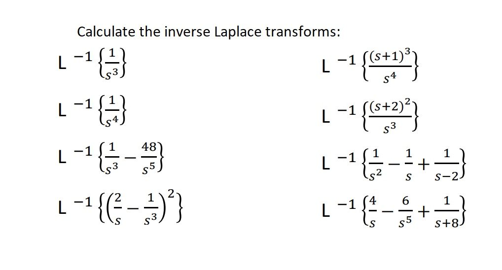 Solved Calculate the inverse Laplace transforms: L -1 | Chegg.com