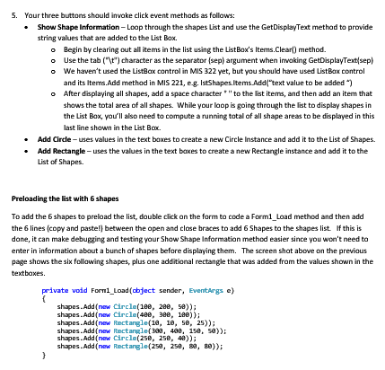 Instructions: 1. In Form1, declare an instance | Chegg.com