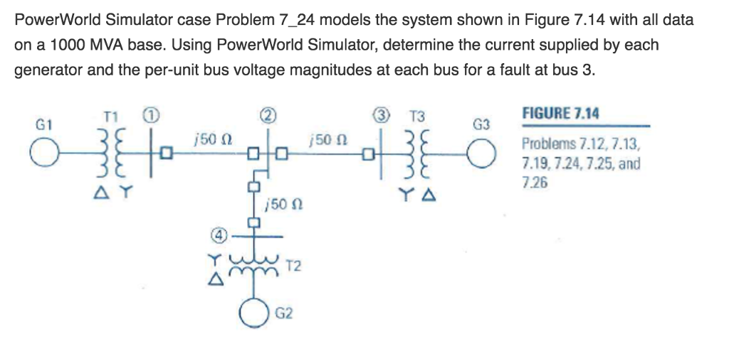 Solved PowerWorld Simulator case Problem 7_24 models the | Chegg.com