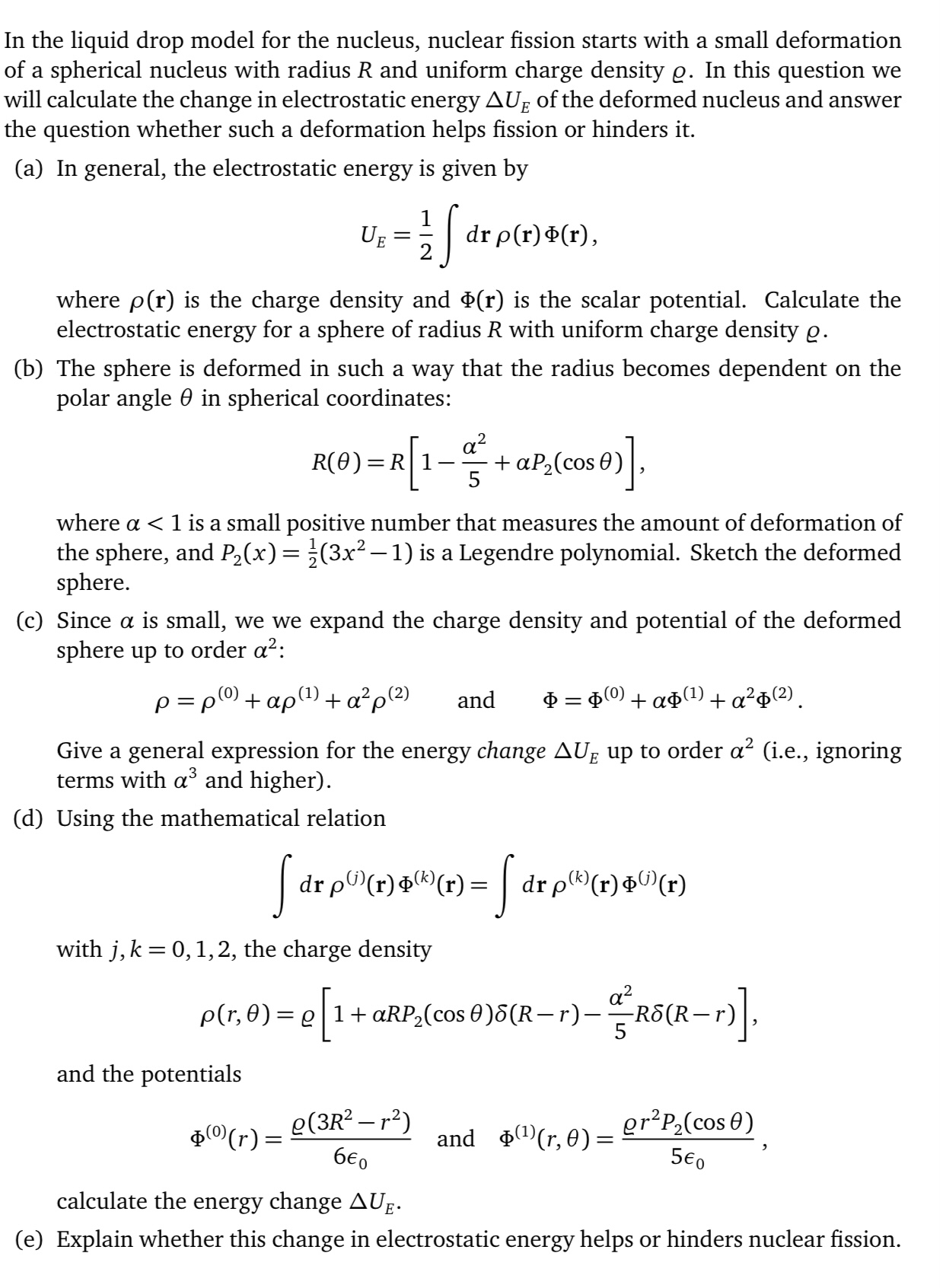 Solved In the liquid drop model for the nucleus, nuclear | Chegg.com