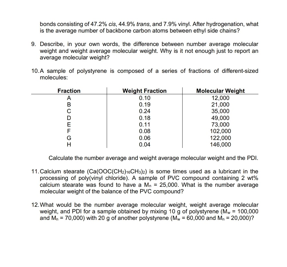 CHEN 415/ CHGN 430 MLGN 530 Introduction to Polymer | Chegg.com