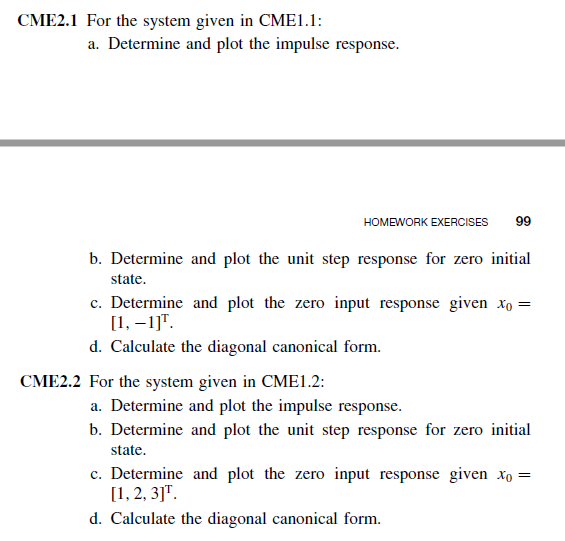 CME2.1 For the system given in CME. ine and plot the | Chegg.com