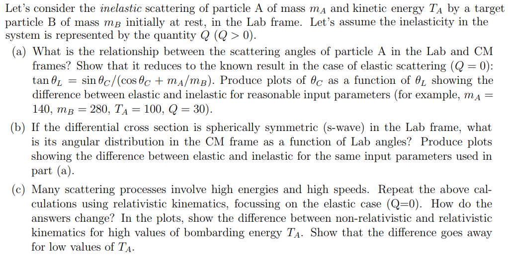 Solved Let's consider the inelastic scattering of particle A | Chegg.com