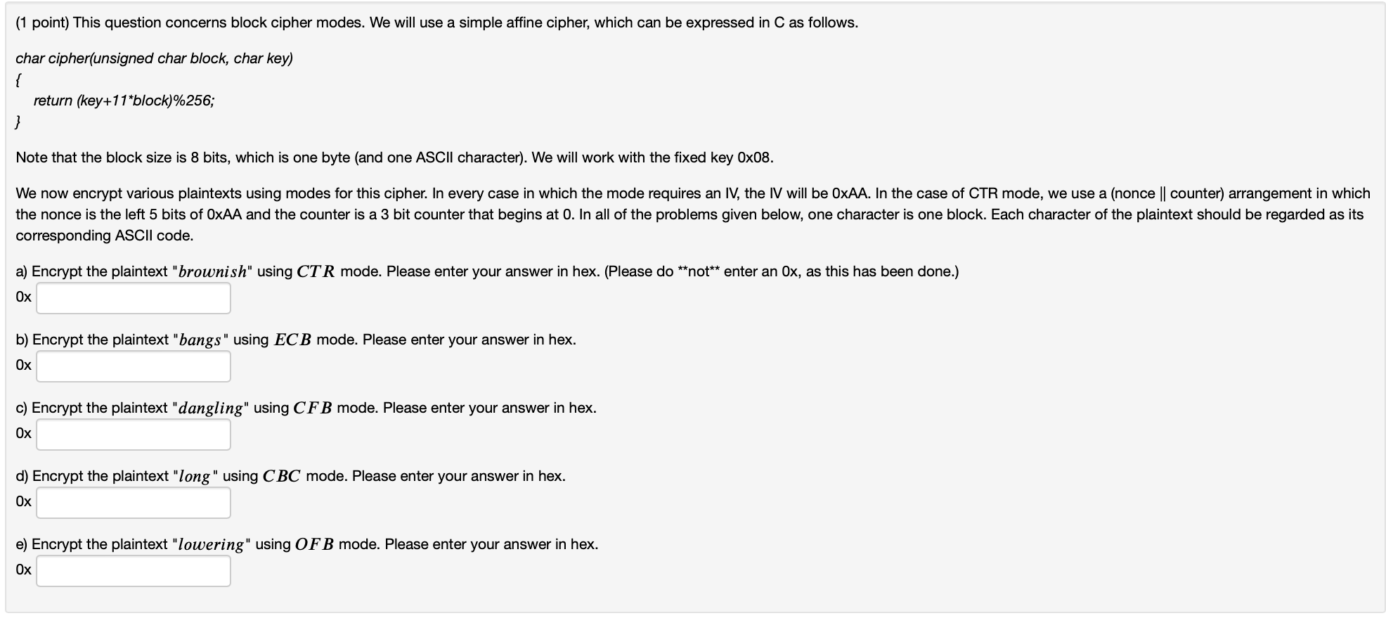 Cryptography: (1 ﻿point) ﻿This question concerns | Chegg.com