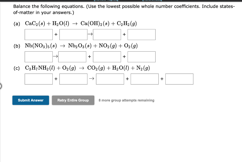 Solved Balance the following equations. (Use the lowest | Chegg.com