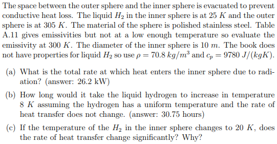 Solved The space between the outer sphere and the inner | Chegg.com