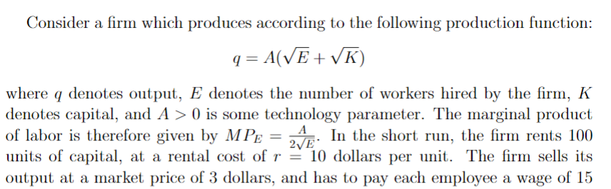 Solved What is the short-run elasticity of labor demand (E) | Chegg.com