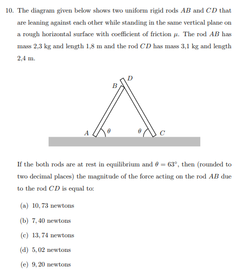 Solved 10. The diagram given below shows two uniform rigid | Chegg.com