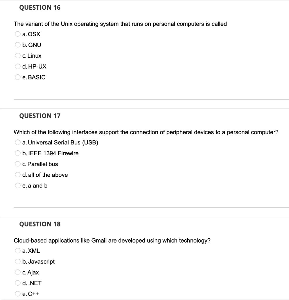 Solved The variant of the Unix operating system that runs on | Chegg.com