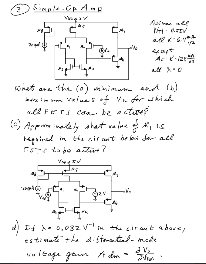 Solved 3. Simple Op Amp VID AGV MS Mg . My Assume all Vrl = | Chegg.com