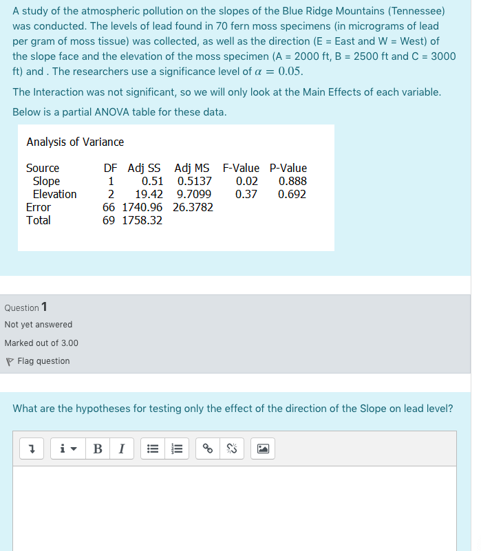 Solved A study of the atmospheric pollution on the slopes of | Chegg.com