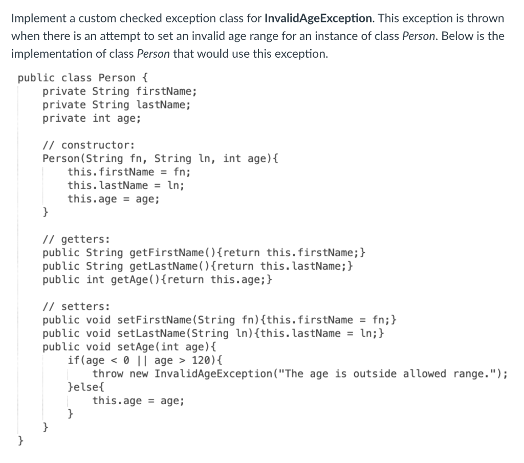Solved Implement an immutable class called Animal with the | Chegg.com