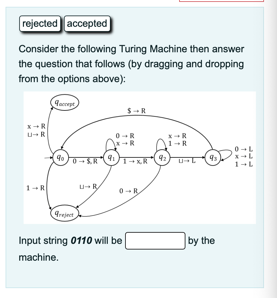 Solved Consider The Following Turing Machine Then Answer The 
