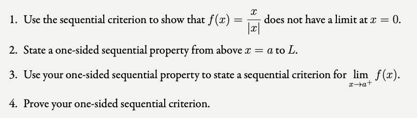 Solved 1. Use the sequential criterion to show that | Chegg.com