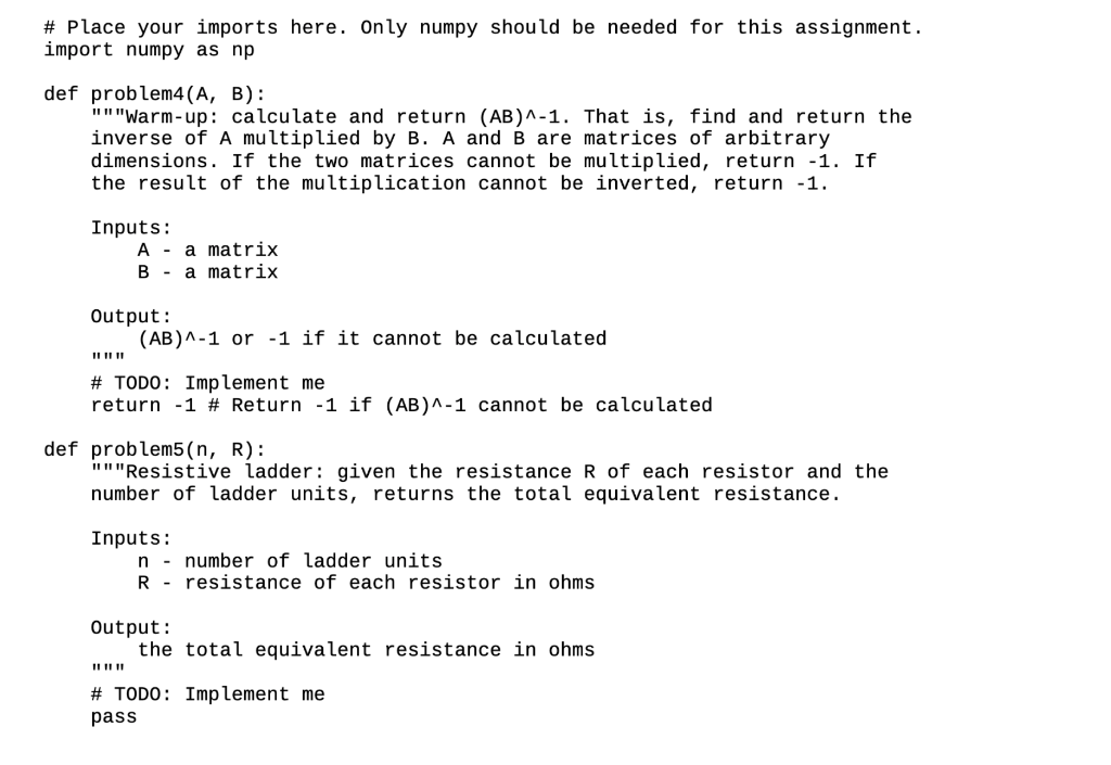 Solved Place Your Imports Here Only Numpy Should Be