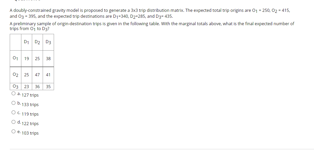 Solved A doubly-constrained gravity model is proposed to | Chegg.com